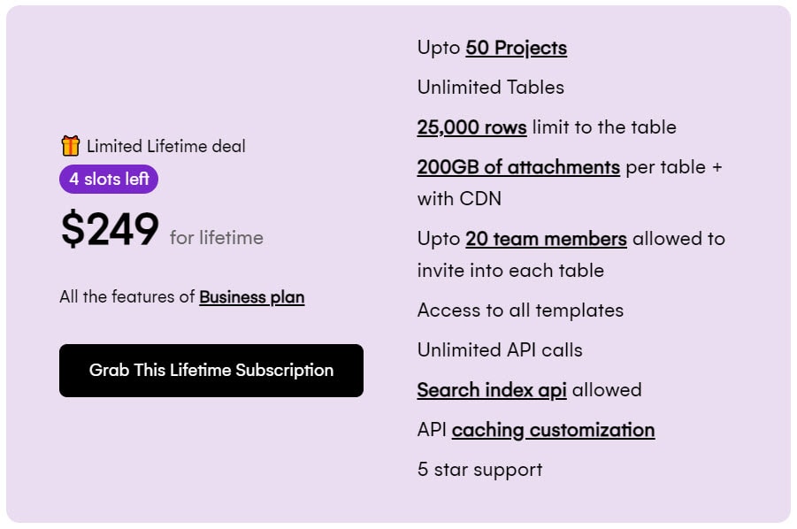 Table Backend Lifetime Deal | Lifetimo.com