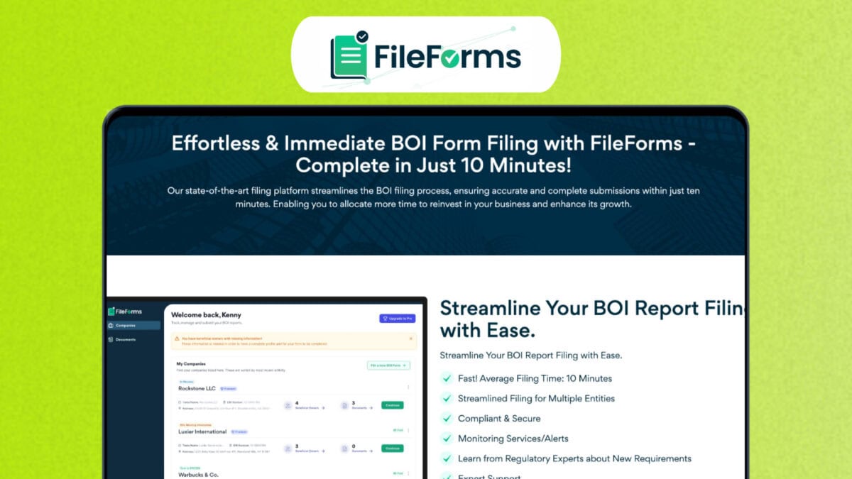 FileForms BOI Report Filing Deal | Unlimited BOI Filings Made Easy ...
